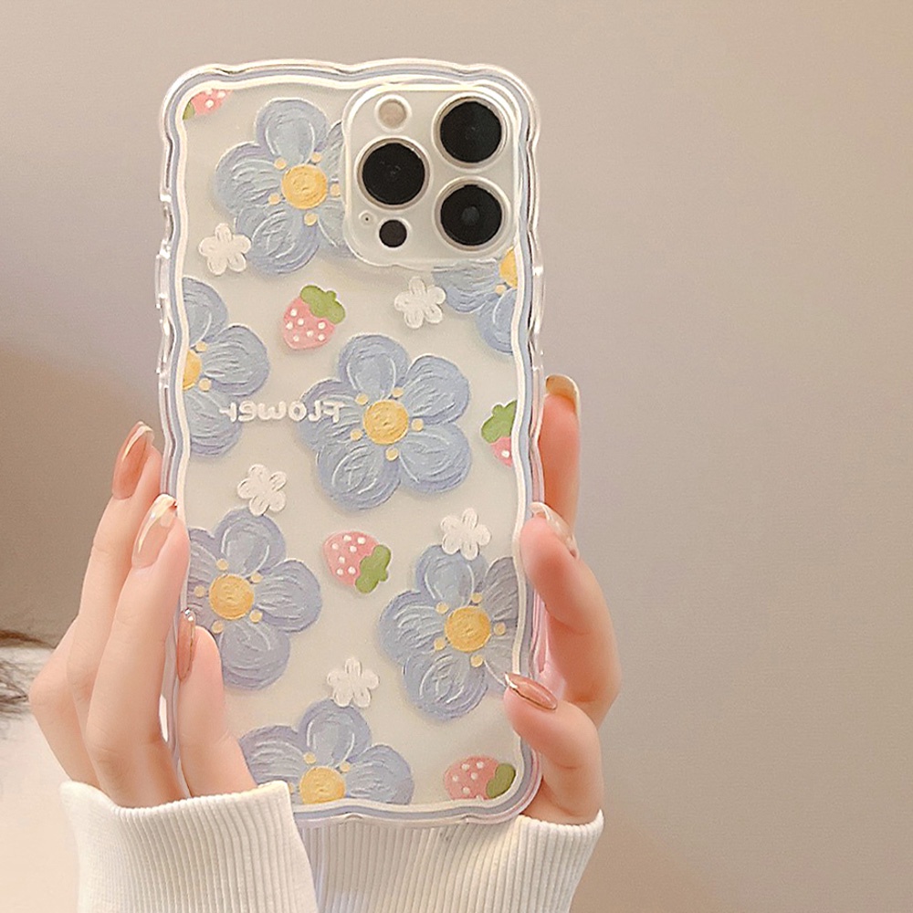 เคสโทรศัพท์มือถือ ซิลิโคน ใส กันรอยกล้อง ลายดอกไม้ สําหรับ Iphone 13 12