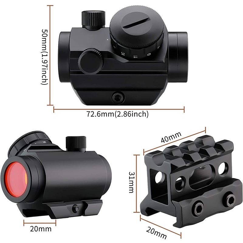 1x40 Red Dot Scope Sight Tactical Rifle scope Green Red Dot Collimator ...
