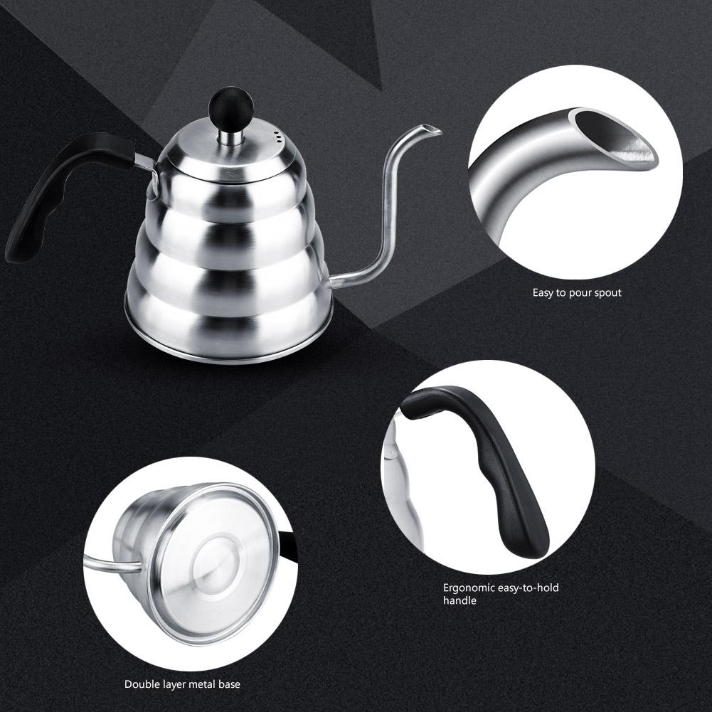 [Ready Stock]Stainless Steel Pour Over Coffee Gooseneck Kettle Teapot | Shopee Thailand