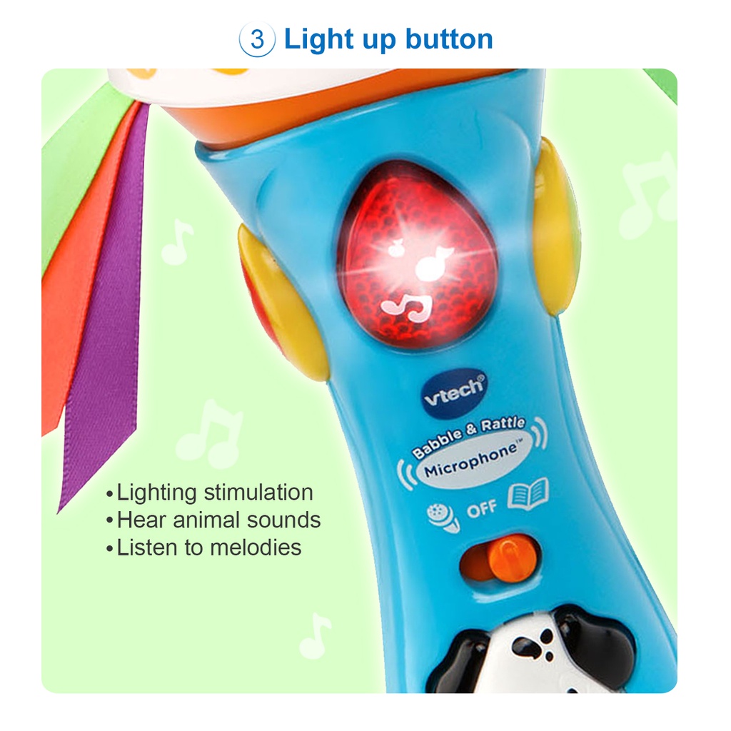 VTech Baby Microphone Toys Babble Rattle Infant Toddler Music Toys 3 ...
