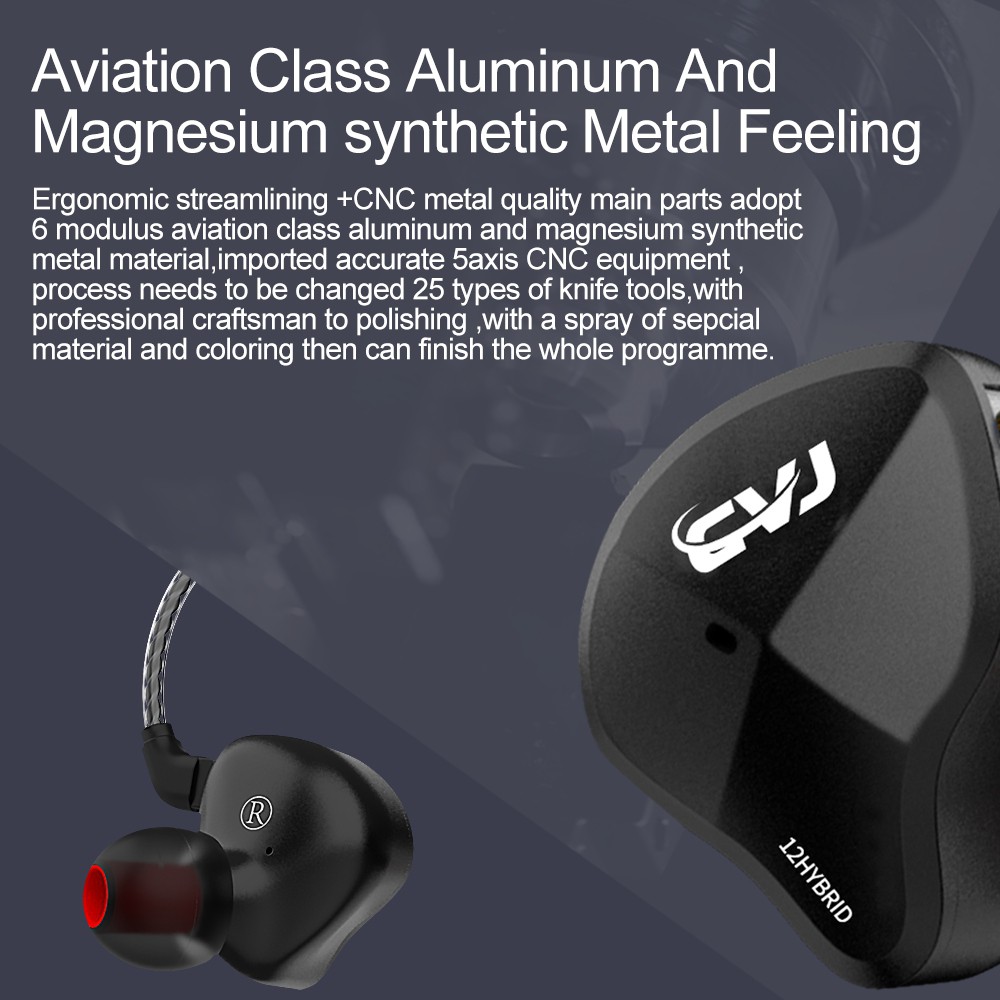 Cvj CSN หูฟังอินเอียร์ 12 ยูนิต ไฮบริด โลหะ HIFI มอนิเตอร์เพลง (ไม่มี ...