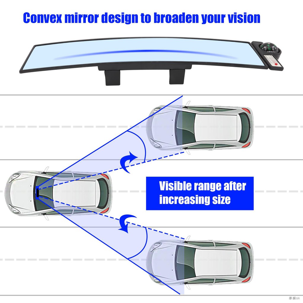 300mm wide angle car interior compass rear view mirror rearview Blind ...