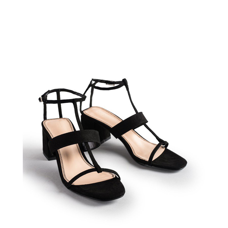 Nose Strappy Block Heel Sandal - Black YUID | Shopee Thailand