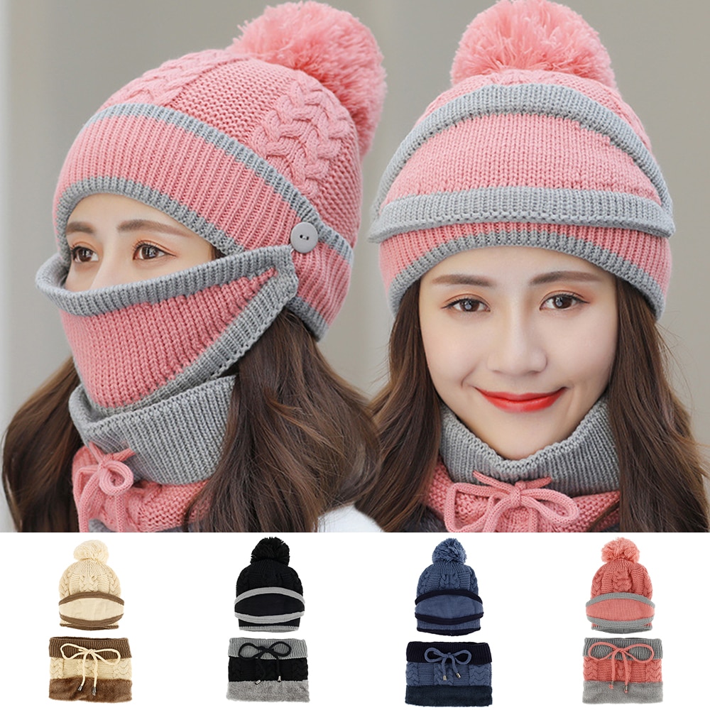Fashion Winter Wild Hats Skullies Beanies Hat Men Women Wool Scarf Warm ...
