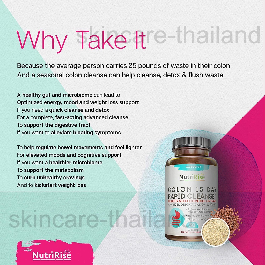 NutriRise Colon 15-day Rapid Cleanse วิตามินล้างลำไส้ เพิ่มการเผาผลาญ ...