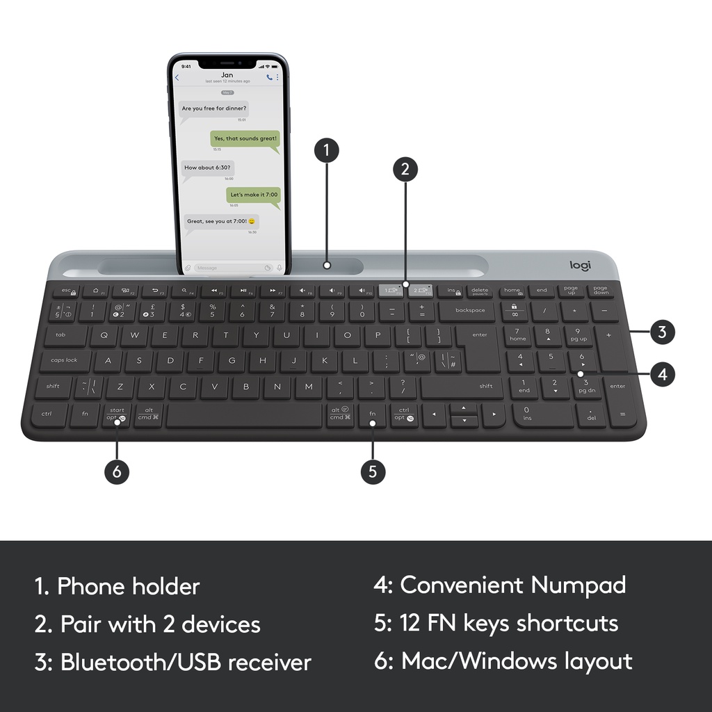Logitech K580 Slim Multi-Device Wireless Bluetooth and USB Keyboard ...