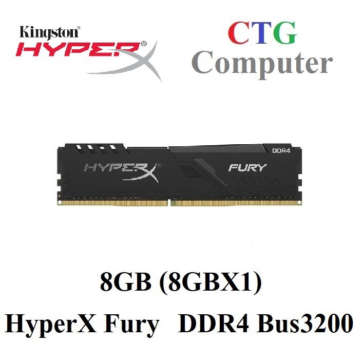 RAM PC KINGSTON HyperX FURY BLACK 8GB (8GBx1) DDR4 BUS 3200 (HX432C16FB3/8) | Shopee Thailand