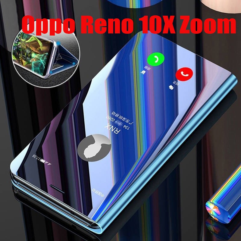 กรณี Oppo Reno 10x Zoom Plating mirror Leather Flip Case Oppo Reno10x ...