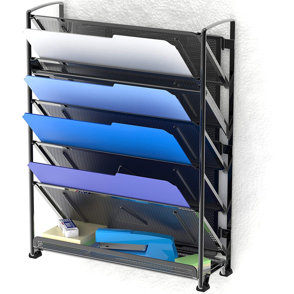 6 Tier Wall Mount Document Letter Tray Organizer, File Organizer Wall ...