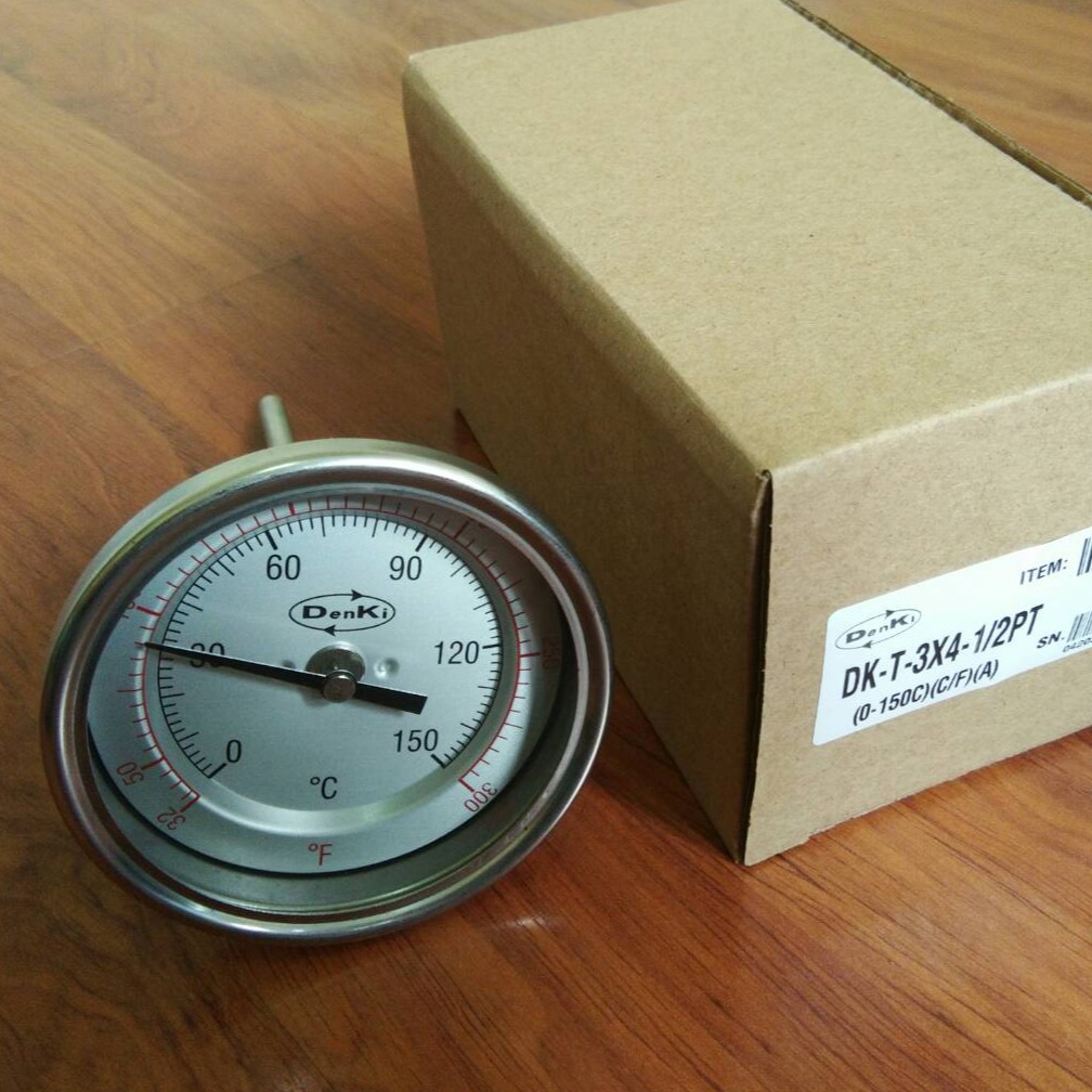 เกจวัดอุณหภูมิหน้าปัด3นิ้วก้านยาว4นิ้วเกลียวออกหลัง1/2PTรุ่น DK-T-3x4-1 ...