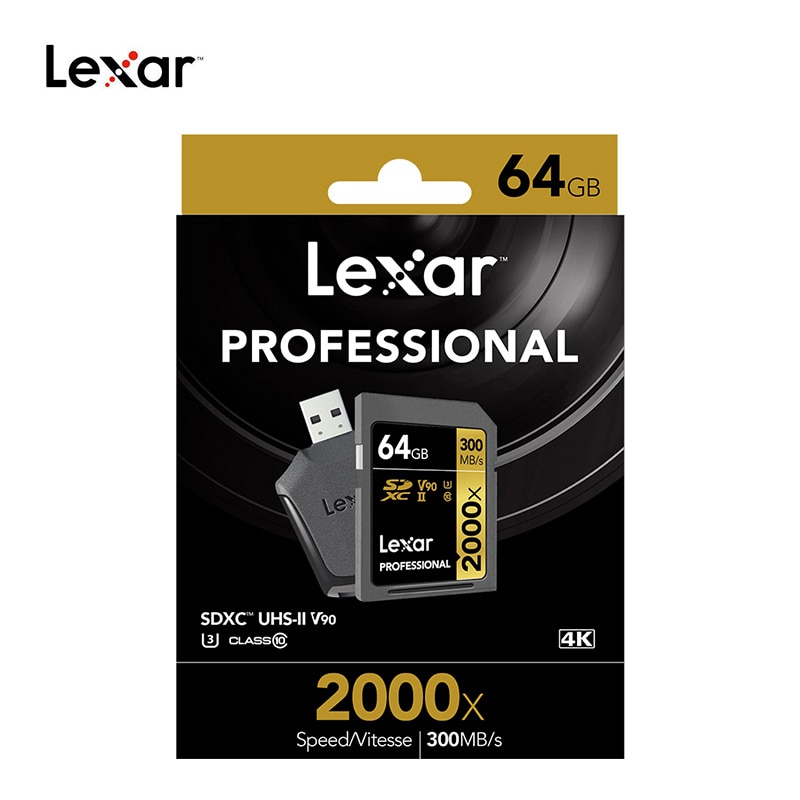 Lexar 2000X Memory Card 32 64 128 gb Class 10 U3 V90 4K SD Card 32GB ...