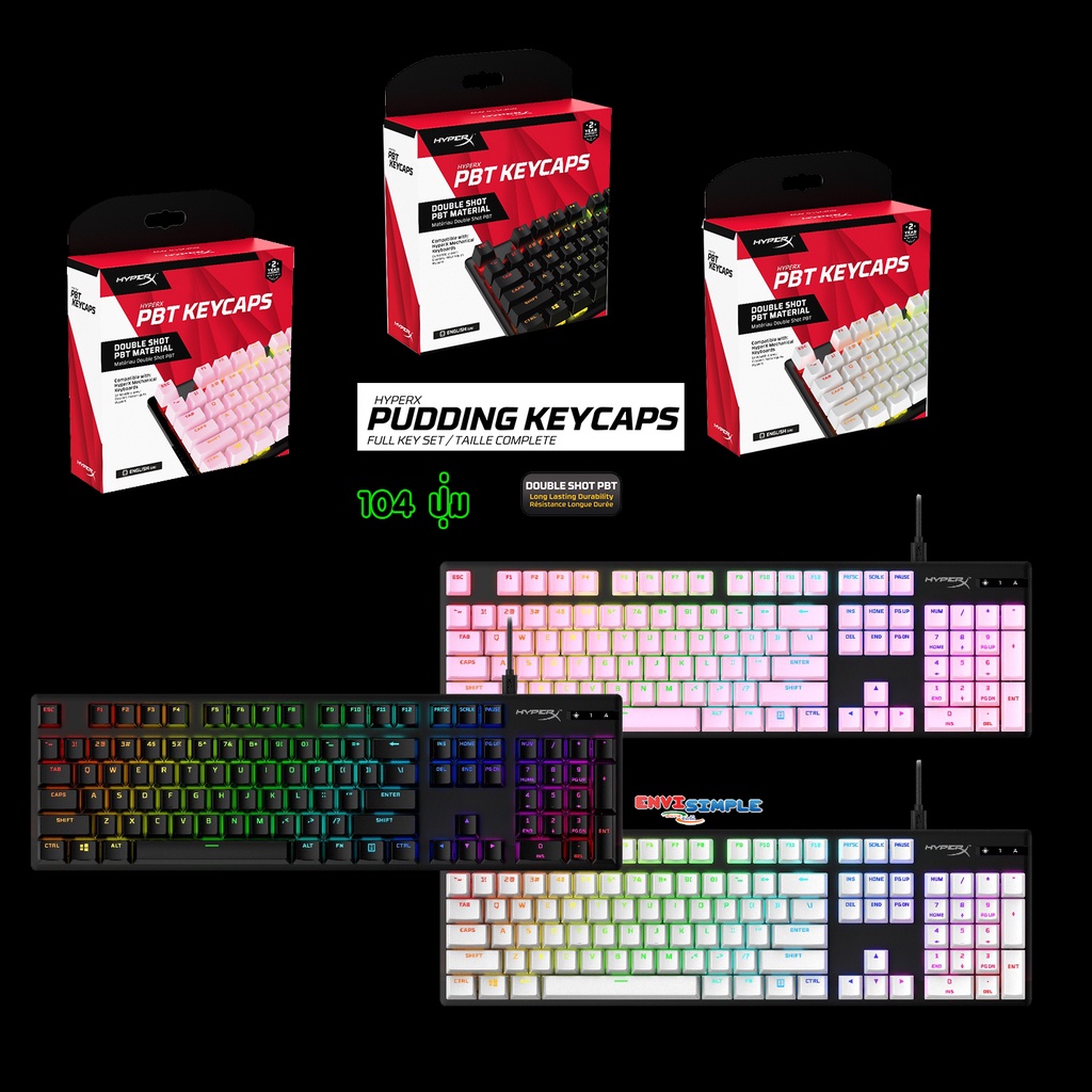 HyperX PBT Keycaps [Pink] [White] [Black] / US | Shopee Thailand