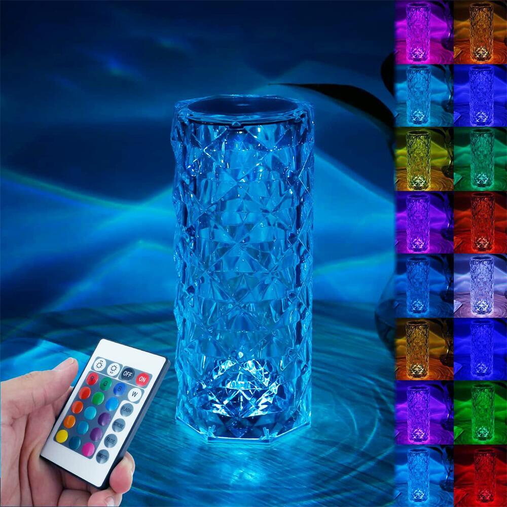 RGB Crystal Table Lamps Dimmable Light Touch Control Desk Lamps Diamond ...