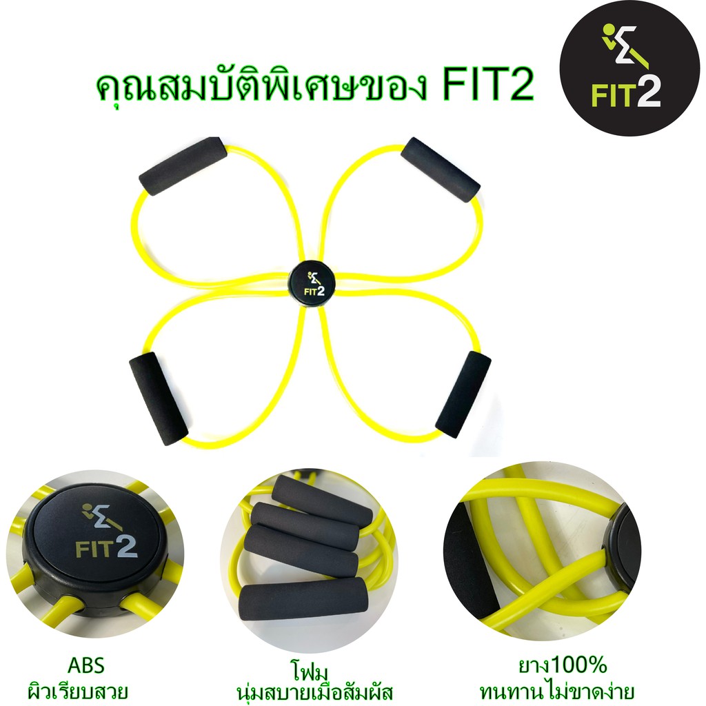 Fit2 ยางยืดออกกำลังกาย ชุดแพ็ค 2 ชิ้น (มีคู่มือVDOท่าออกกำลังกาย) ฟิตทู ยางยืดออกกำลังกาย ขอ ...