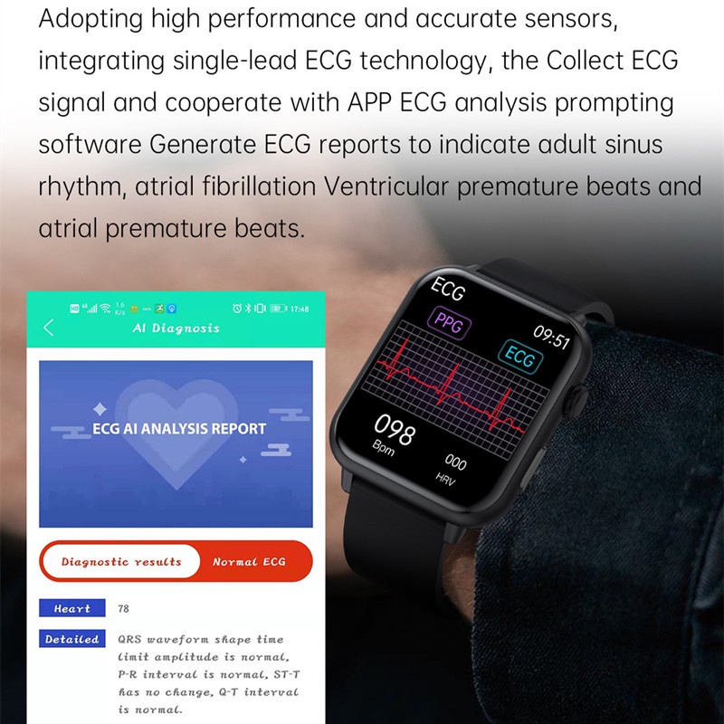 Smart Watch Men ECG Heart Rate Blood Pressure Oxygen Body Temperature ...
