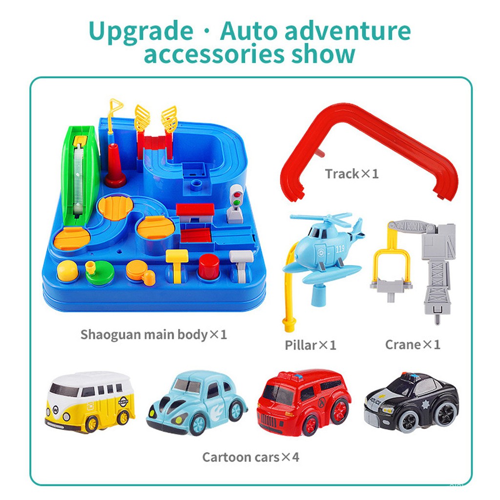 Boys Racing Train Tracks Rail Cars Adventure Manual Car Toy Table Game ...