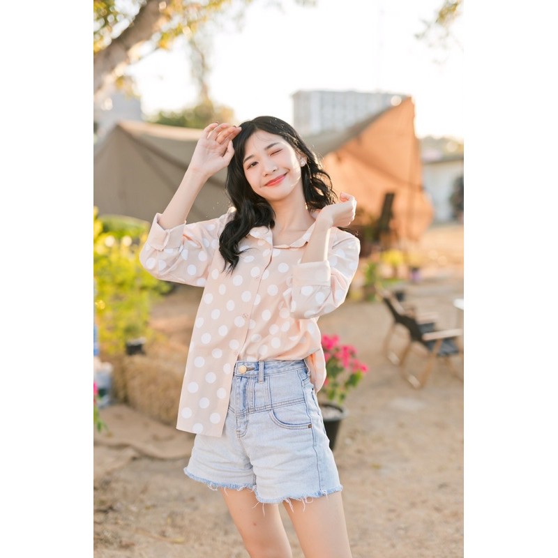 Numsha Brand เชิ้ตลายจุดสีพาสเทล / NB20126 | Shopee Thailand