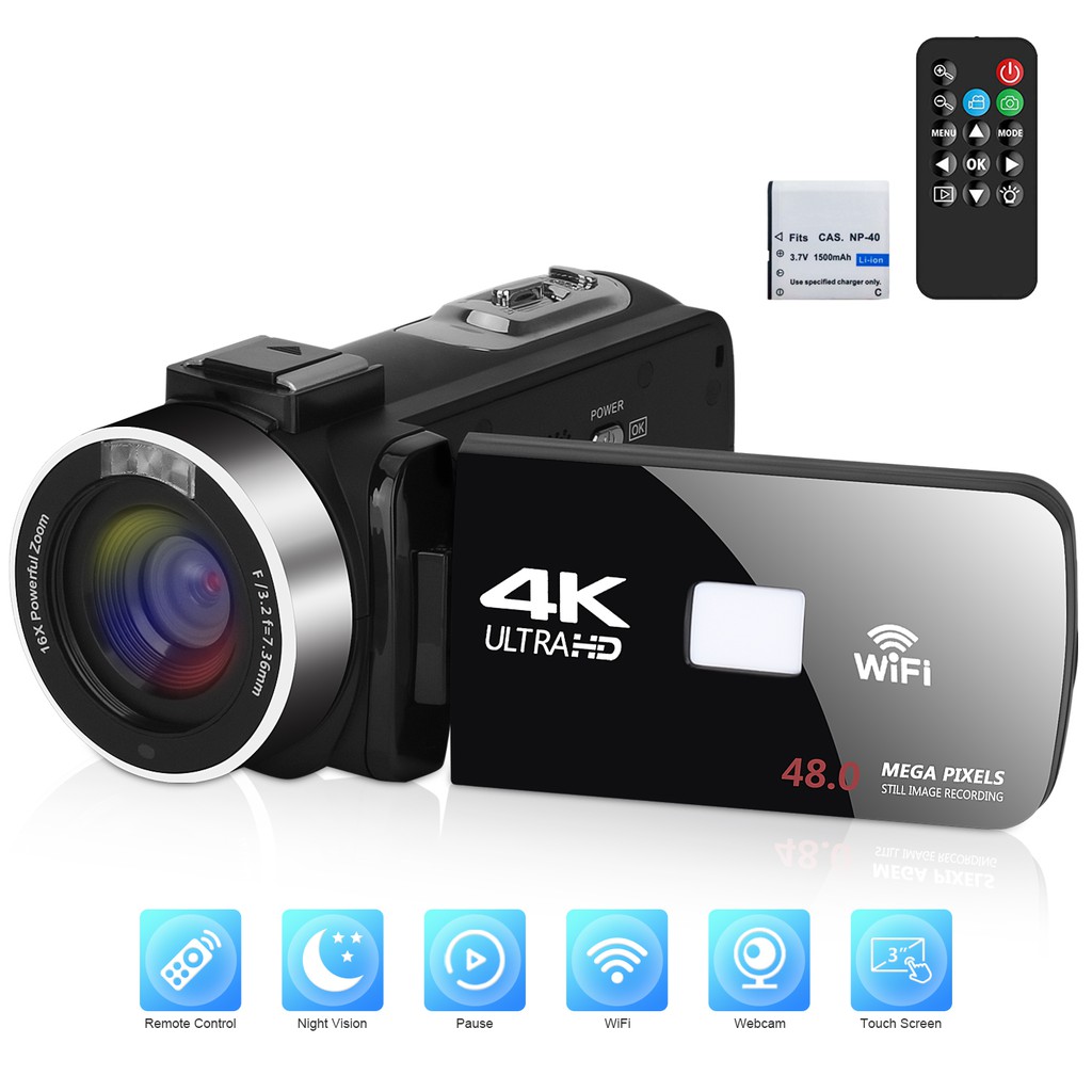 Commercial video camera mini camcorder 4K HD degree flip screen with ...