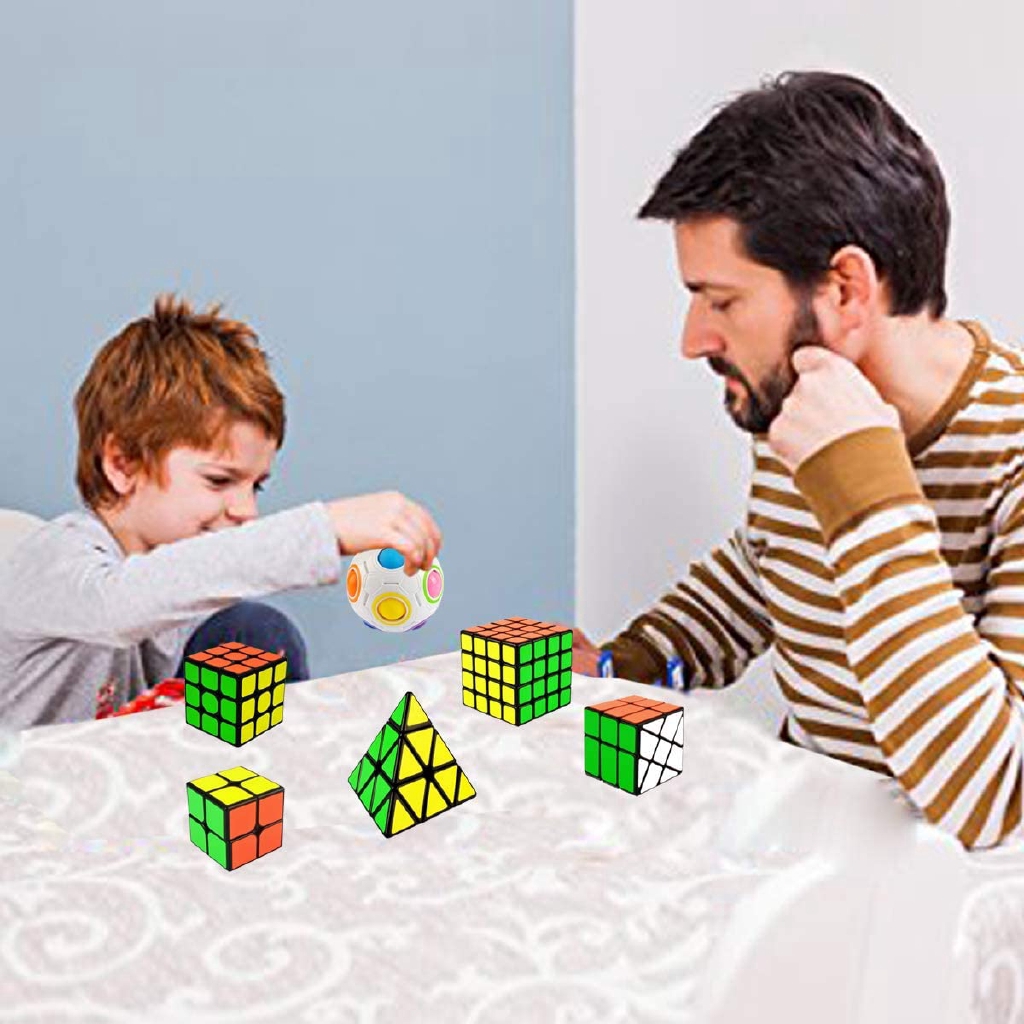 XIAORUI Rubix Cube Set, 6 Pack Speed Cubes Pyraminx + 2x2 + 3x3 + 4x4 ...