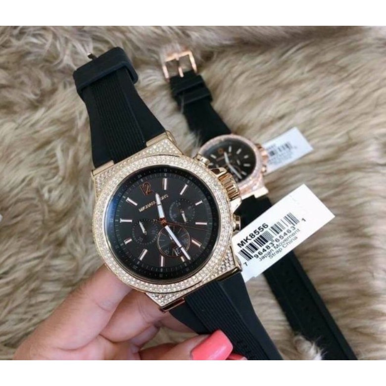 Michael Kors Mk8556 Three Eyes Chronograph Fashion Classic Black Gold ...
