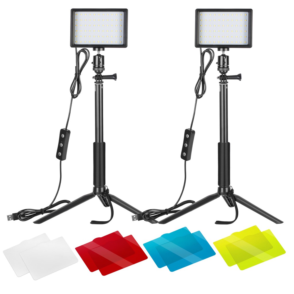 Neewer 2 Packs Portable Photography Lighting Kit Dimmable 5600K USB 66 ...