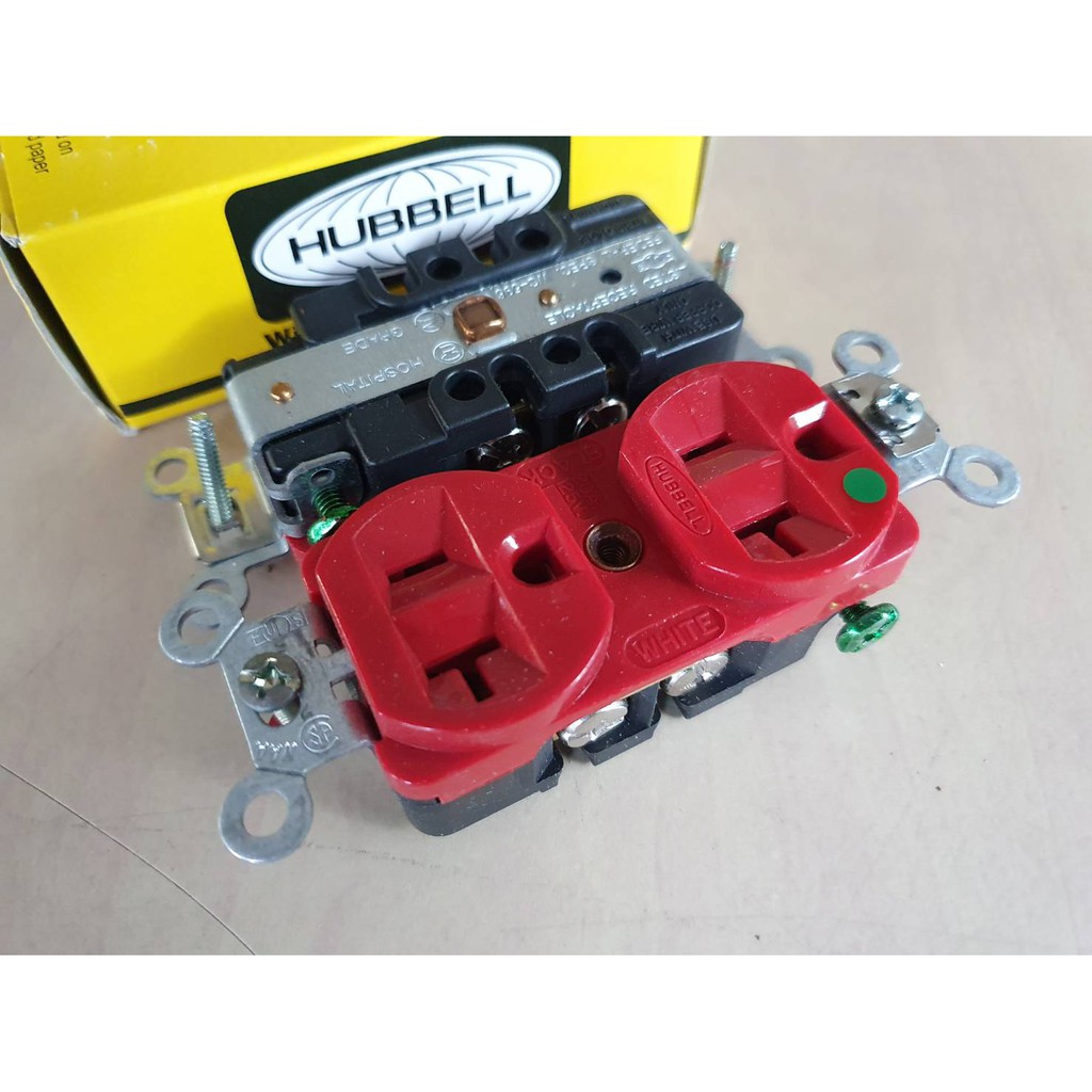 ปลั๊กผนัง HUBBELL HBL 8300 HR 20A สีแดง (Hospital Grade) Made in U.S.A ...