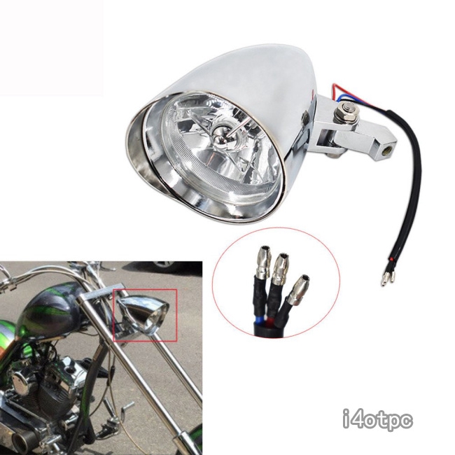 Motorcycle Headlight Lamp Chrome Visor Headlight Lamp For Bobber ...