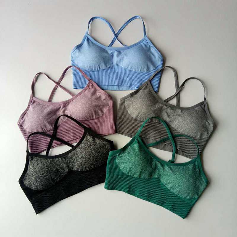 Energy Seamless Patchwork Yoga Bra Padded Push Up Sports Top Women Fitness Running Cropped Top ...