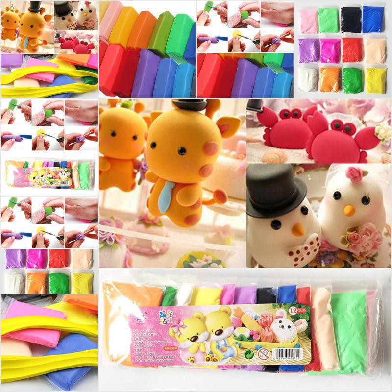 【Purpleredto】12 Colors DIY Craft Soft Polymer Clay Plasticine Blocks ...