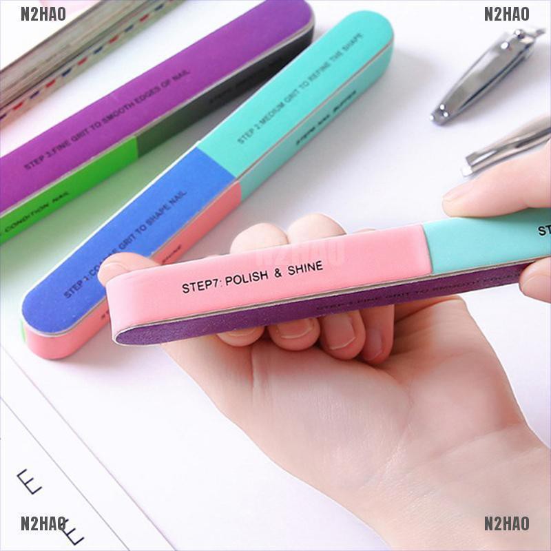 N2HAO 2Pcs creative printing nail file sanding sand six-sided polishing ...