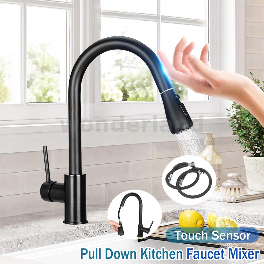 Kitchen Faucet Touch Sensor Black Bathroom Sink Faucet Pull Down ...