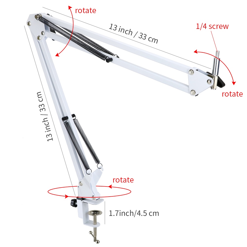 Extendable Desktop Clamp Suspension Boom Scissor Arm Stand Holder With ...