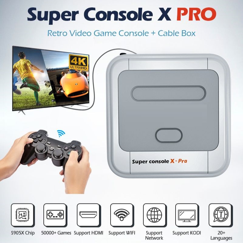 Super Console X Pro 4K HD TV Retro Video Game Consoles For PS1 PSP N64 DC With 50000 Games With ...