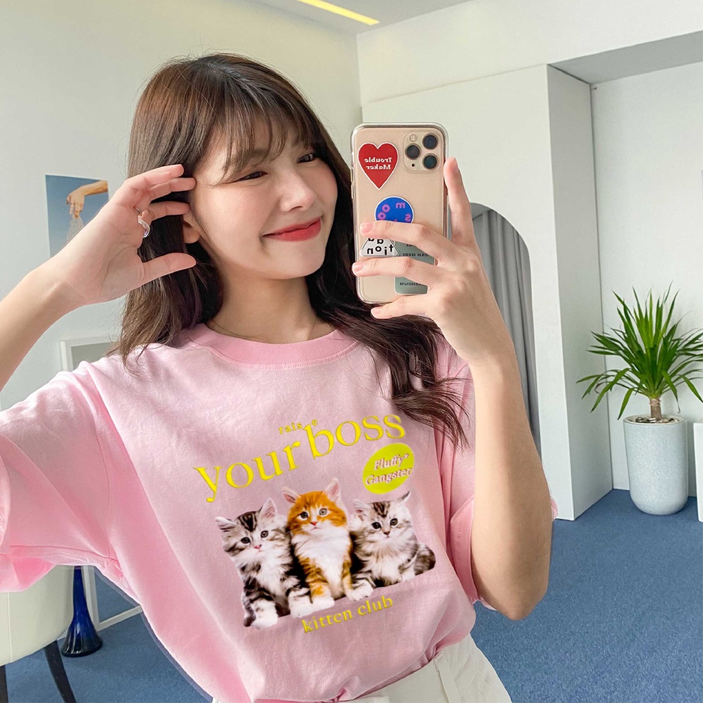 เสื้อยืด เสื้อยืดโอเวอร์ไซส์ KITTEN CLUB SET (COMFY COTTON) - bubblecloud.official - ThaiPick