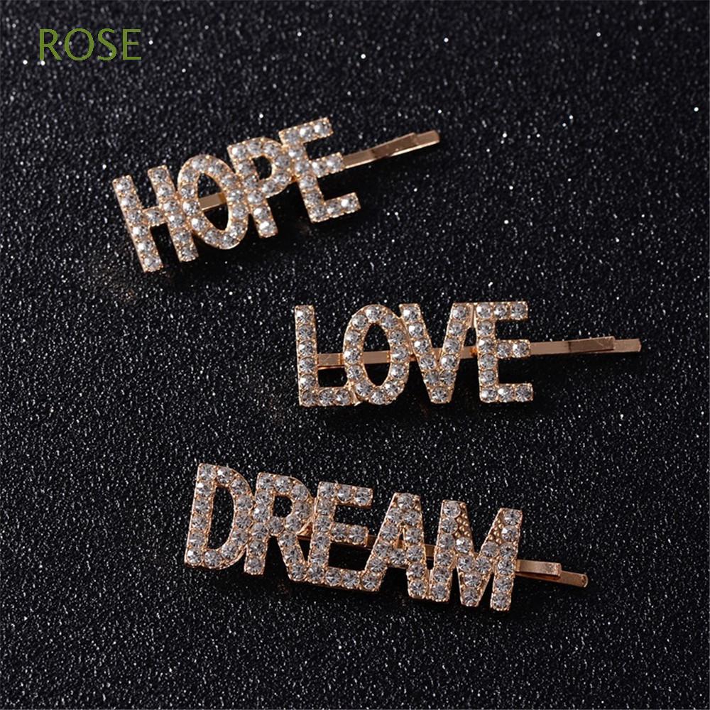 Rose อุปกรณ์ทําผม LOVE HOPE DREAM Letter Barrettes สําหรับผู้หญิง 3ชิ้น ...