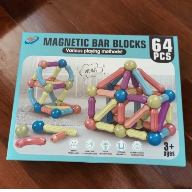 i- พร้อมส่ง ตัวต่อแม่เหล็ก Magnetic Bar Blocks จำนวน 64 ชิ้น ...