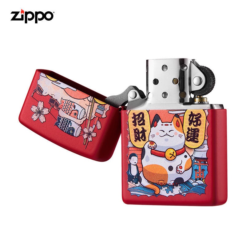 Lighter Zippo official genuine lucky cat good luck treasure kerosene ...