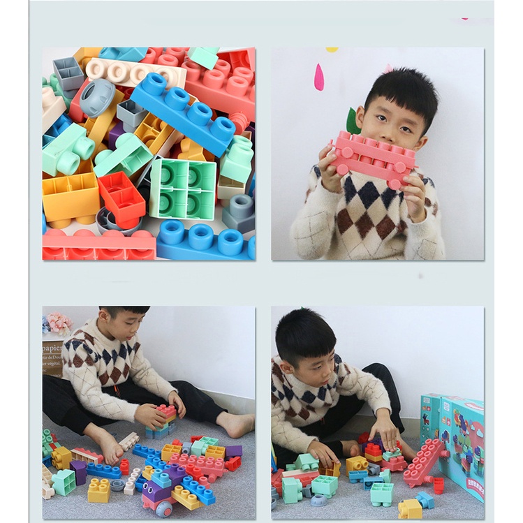 Baby Big Size Soft Plastic Building Blocks Sensory Touch Teethers Early ...