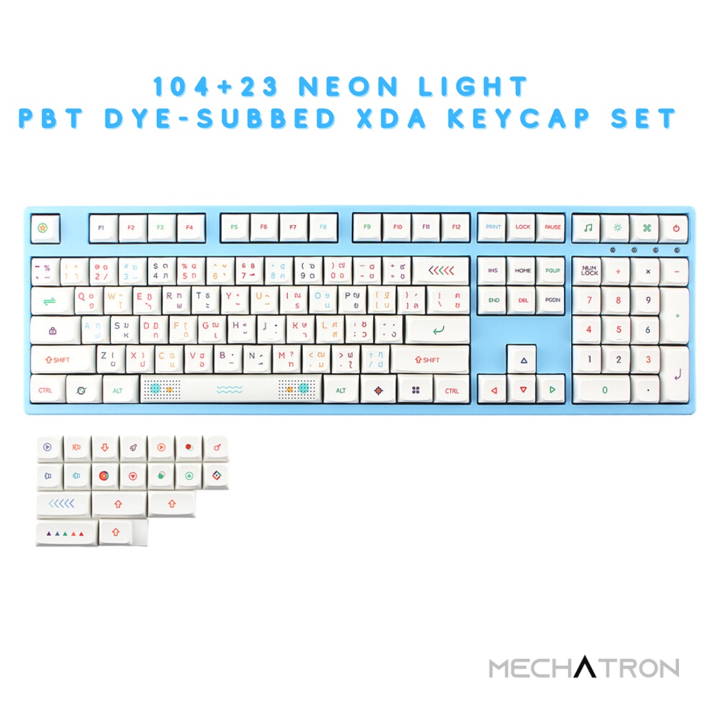 Thai Keycaps Neon Light XDA Thai Keycap Set ปุ่มคีย์บอร์ด ภาษาไทย PBT ...