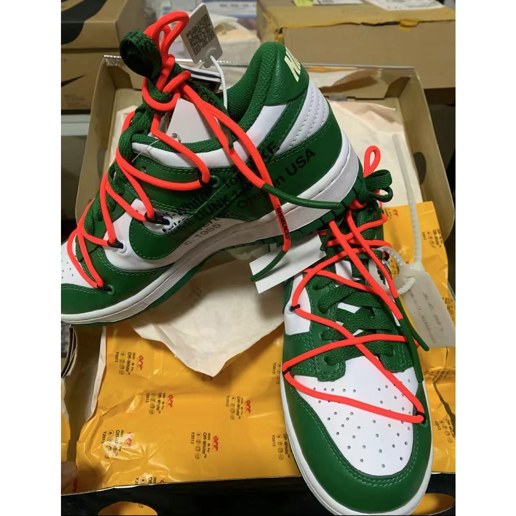 Nike Low Retro Dunk Off-White OW LTHR บริษัทสีเขียวสินค้าคู่สไตล์ Low ...