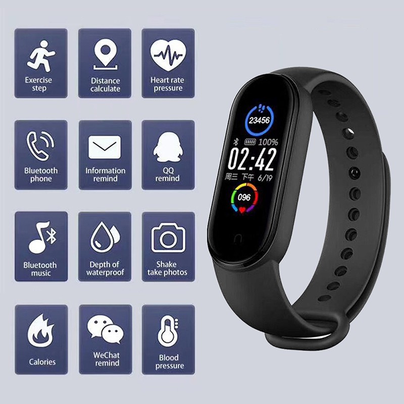M5 Smart Watches Smart Band Sport Fitness Tracker Pedometer Heart Rate ...