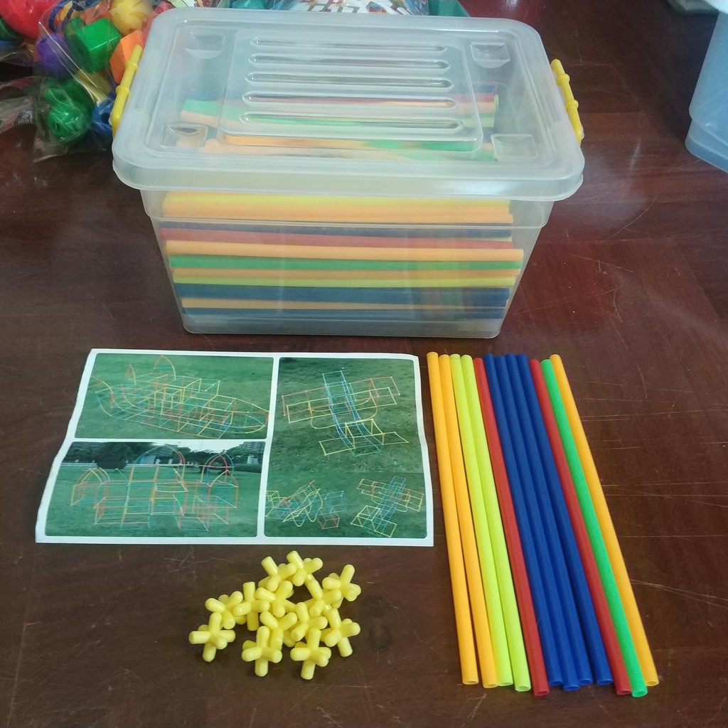 ตัวต่อแบบหลอด / Straw_block | Shopee Thailand