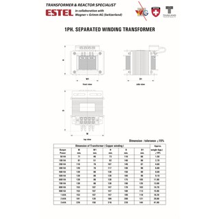 TRANSFORMER 24V / 50VA ( 2.0 A ) ESTEL หม้อแปลงไฟ AC 24V / 50AV กระแส 2 ...