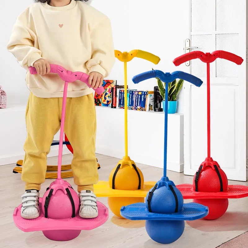 Bouncing Ball with Handle and Pump Kids Bouncy Jumping Ball Toy ...