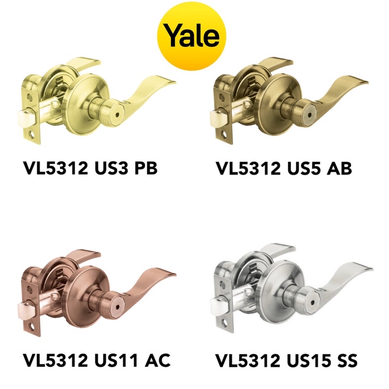 มือจับก้านโยกประตูห้องน้ำ Yale VL5312 US3-PB, US5-AB, US11-AC, US15-SS ...