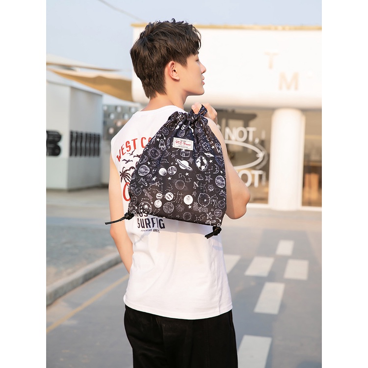 ☒HKS-HOMME น้ำหนักเบา Travel Drawstring Backpack Men s Canvas Hiking ...