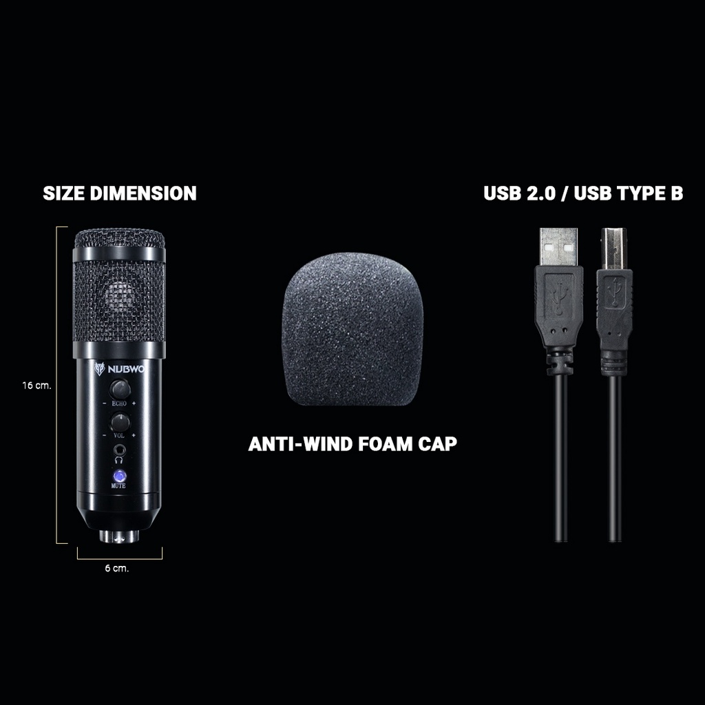 ส่งชัวร์ไมโครโฟน Nubwo M24 Condenser Microphone USB พร้อมขาตั้ง ...