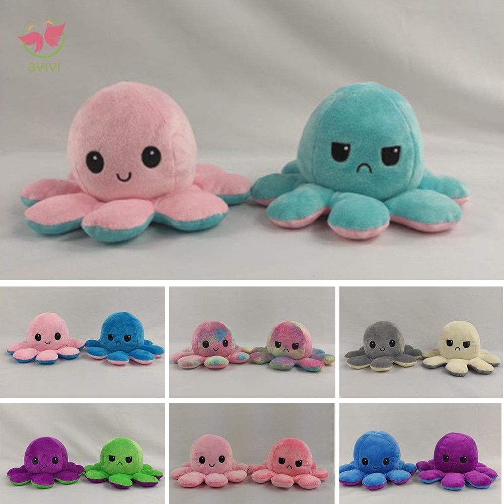 Cute Octopus Plush Toys Double-sided Flip Octopus Soft Reversible ...