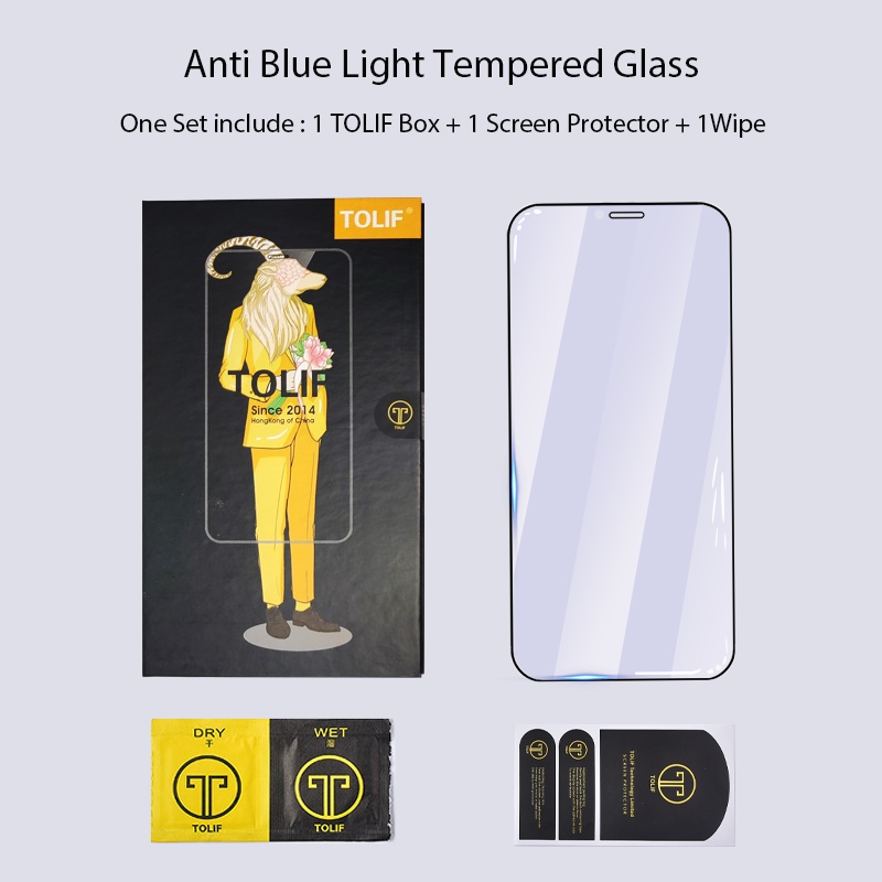 TOLIF Anti Blue Light Tempered Glass Full Coverage Screen Protector For Apple iPhone 6 6S 7 8 SE ...