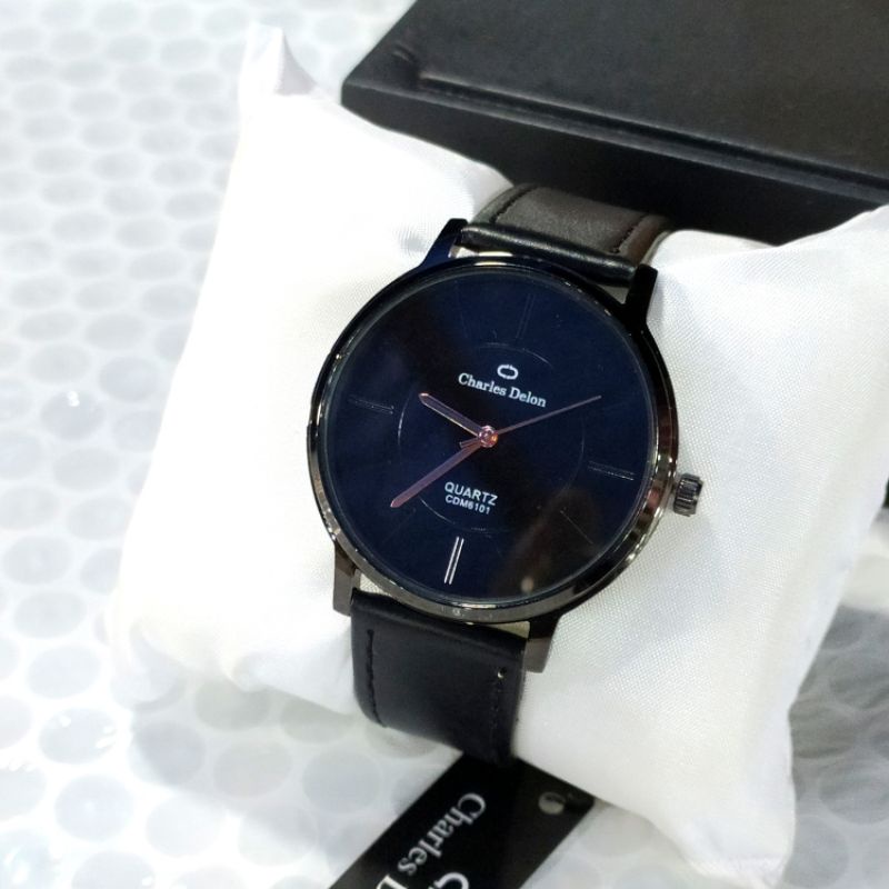 Charles delon นาฬิกาข้อมืออะนาล็อก สายหนัง สําหรับผู้ชาย - otaolshopfi ...